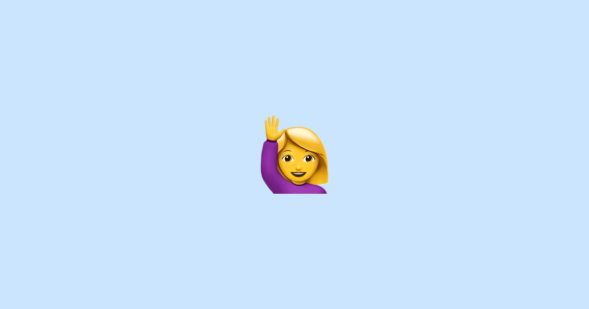🙋‍♀️ woman raising hand - Emoji Meaning